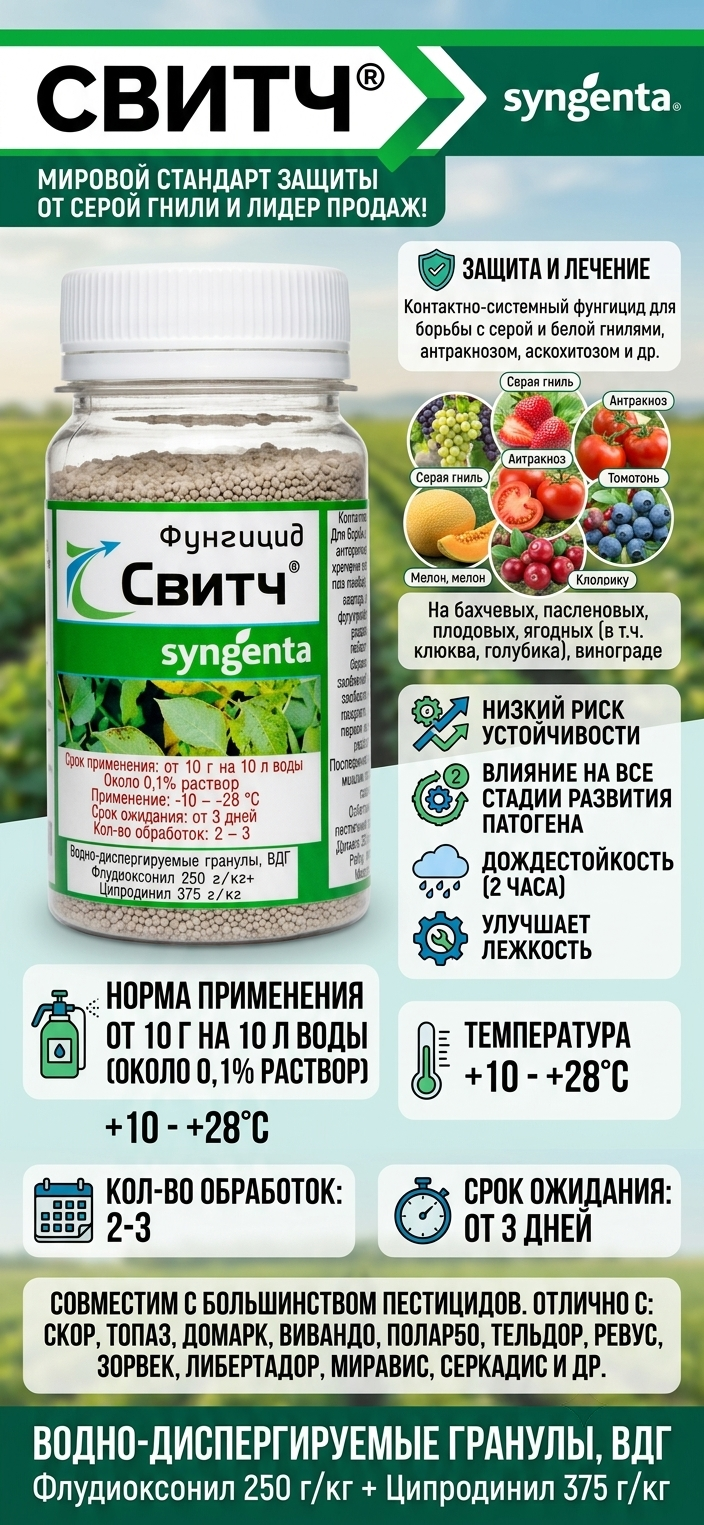 Фунгицид против гнилей на томатах, винограде, клубнике и др. 25 грамм 2 комплекта