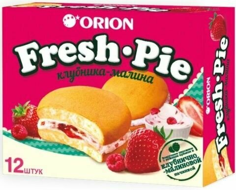 Orion Пирожное бисквитное Fresh Pie Клубника-Малина , 300 г