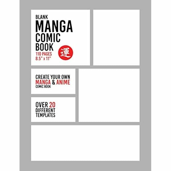 Blank Manga Comic Book: Create Your Own Manga & Anime Comic Book, Gray Border - 110 Pages - Over 20 Different Templates - 8.5" x 11" (Manga Art Supplies)，Reprinted paperback book