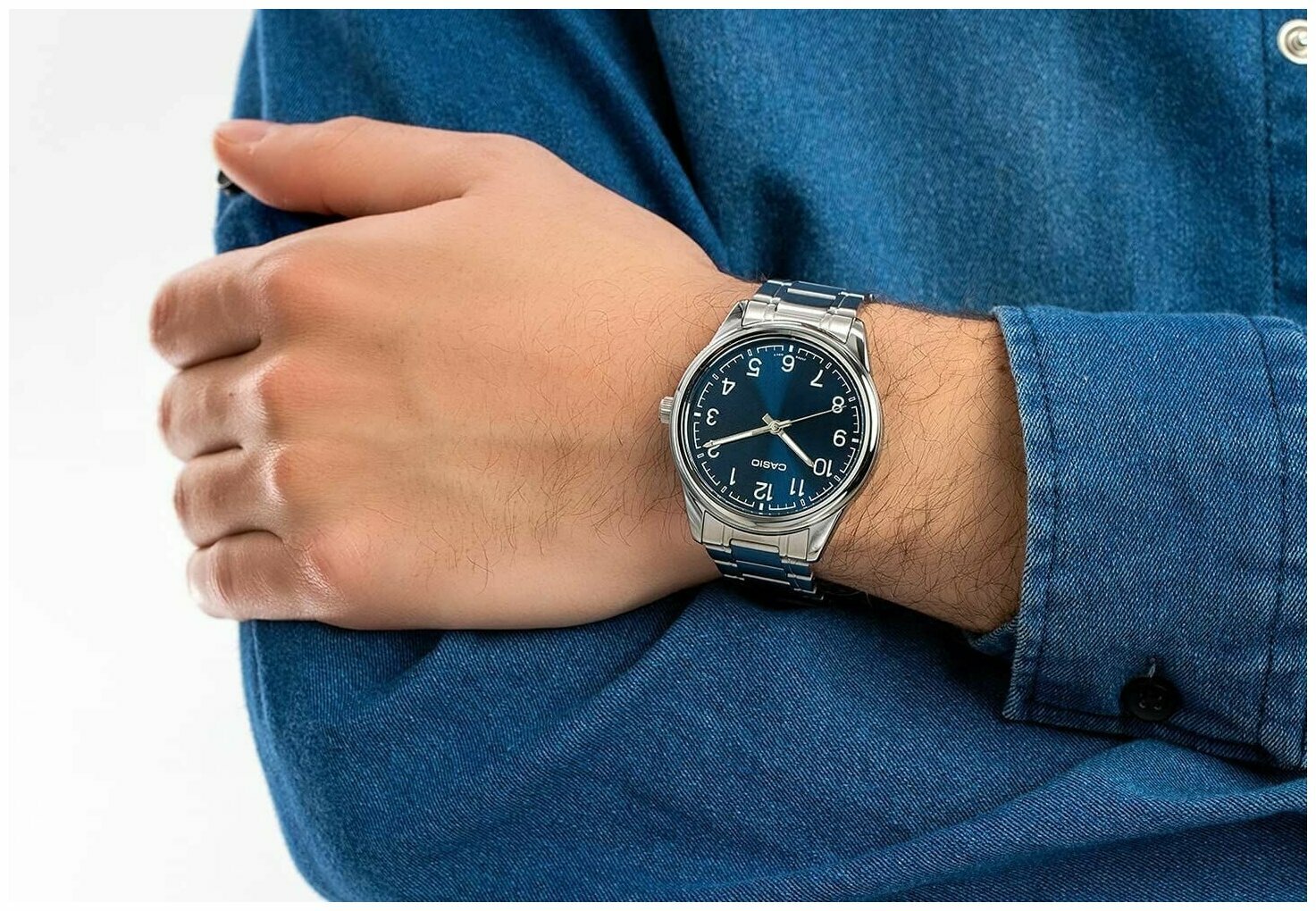 Наручные часы CASIO Collection, серебряный, синий, серый — фото 1