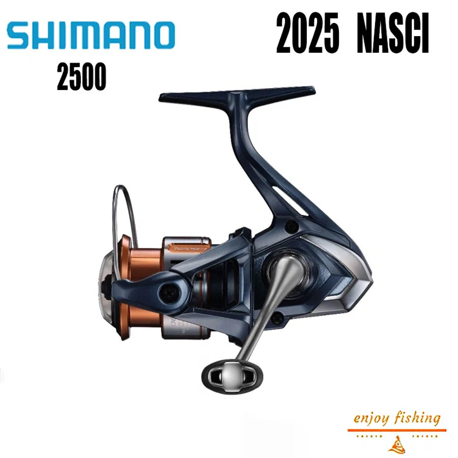 SHIMANO 2025 NASCI 2500 Катушка рыболовная Спиннинговая легкая и надежная серый