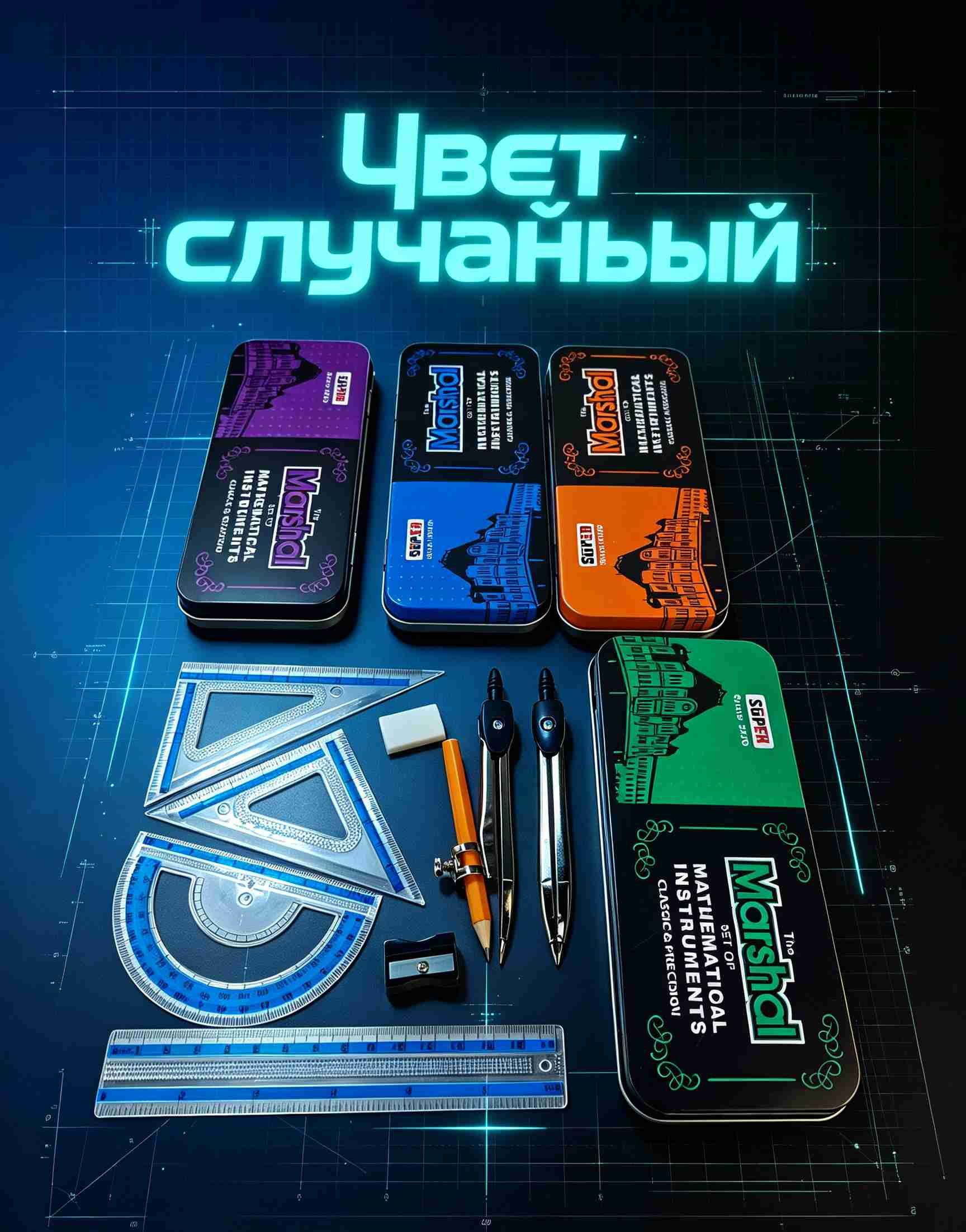 Набор школьных принадлежностей для урока математики, Матовый циркуль не скользит в руке