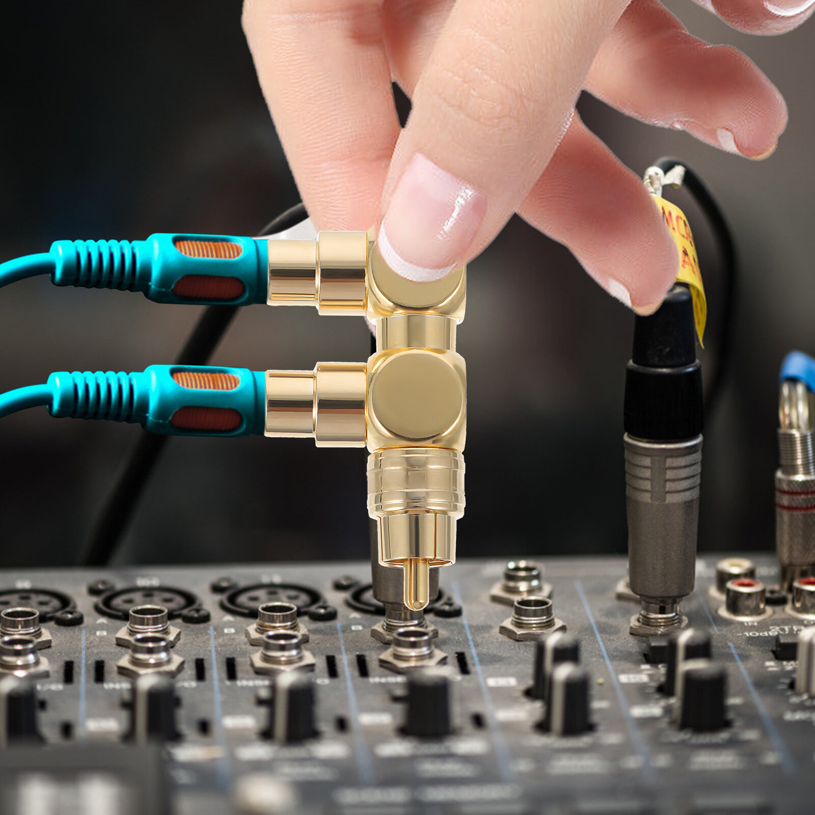 Медный av-разветвитель rca с угловым 90 градусов контактом для акустики