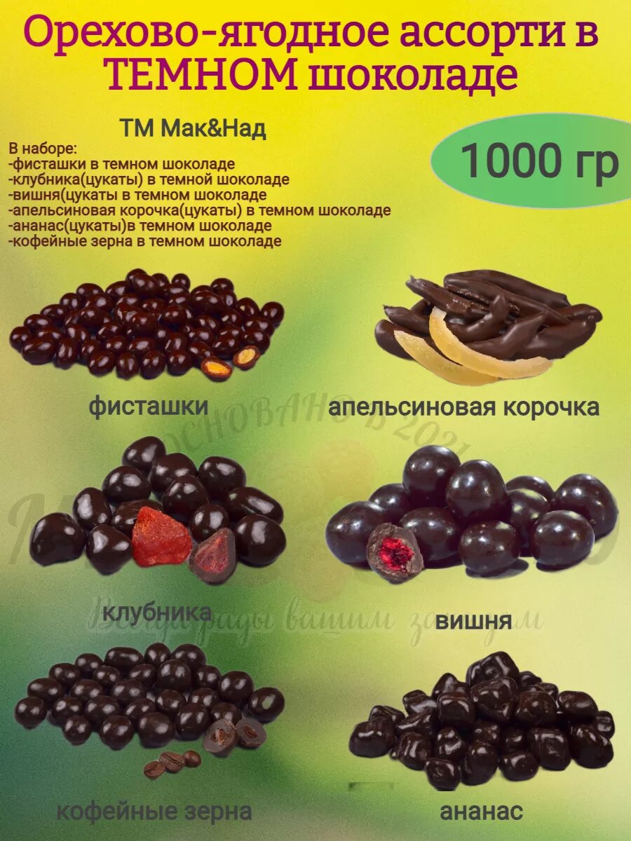 Драже ассорти"орехово-ягодное" В шоколаде, 1000 гр