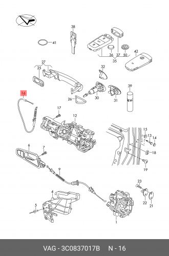 Трос двери VW PASSAT 2011-2015