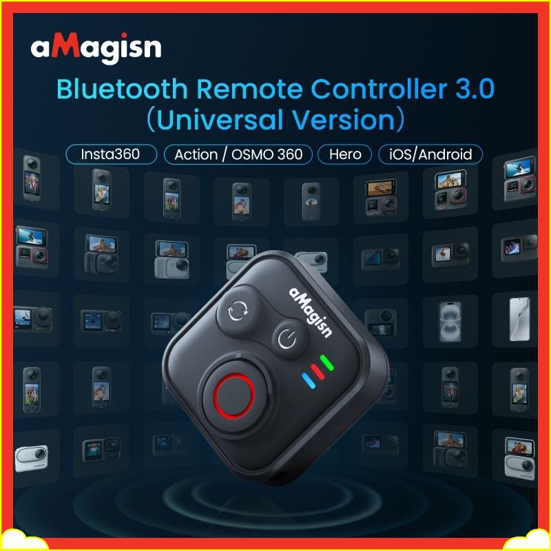 AMagisn Bluetooth-кнопка для фото GoPro, DJI, Insta360, черно-серый