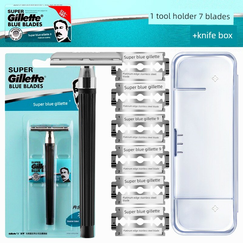 Gillette Синий двусторонний бритвенный станок с 7 лезвиями и защитным кейсом для мужского бритья