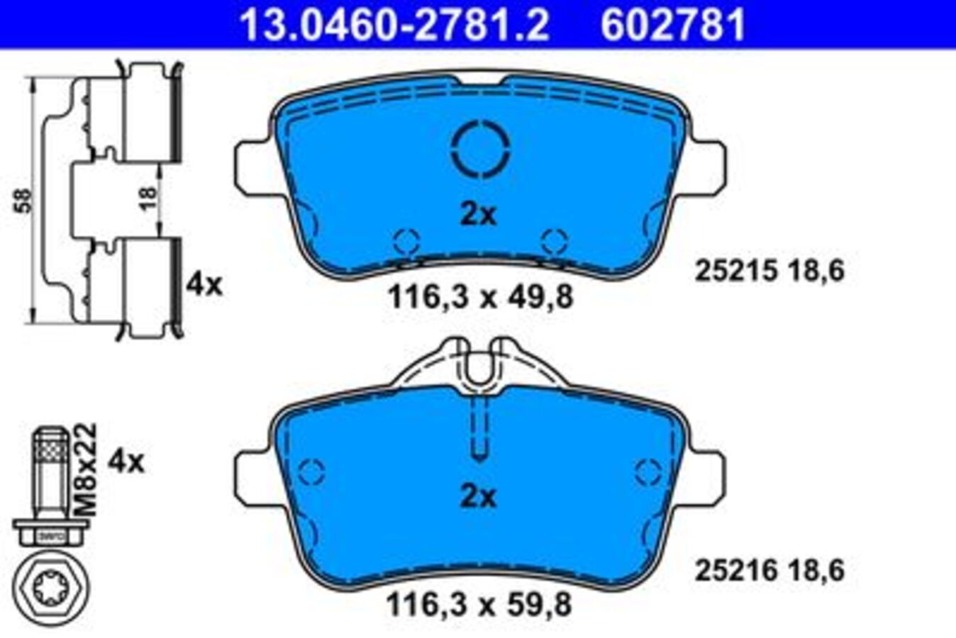 Колодки Зад. mercedes W166/C292 2015 > (ATE 13.0460-2781.2)