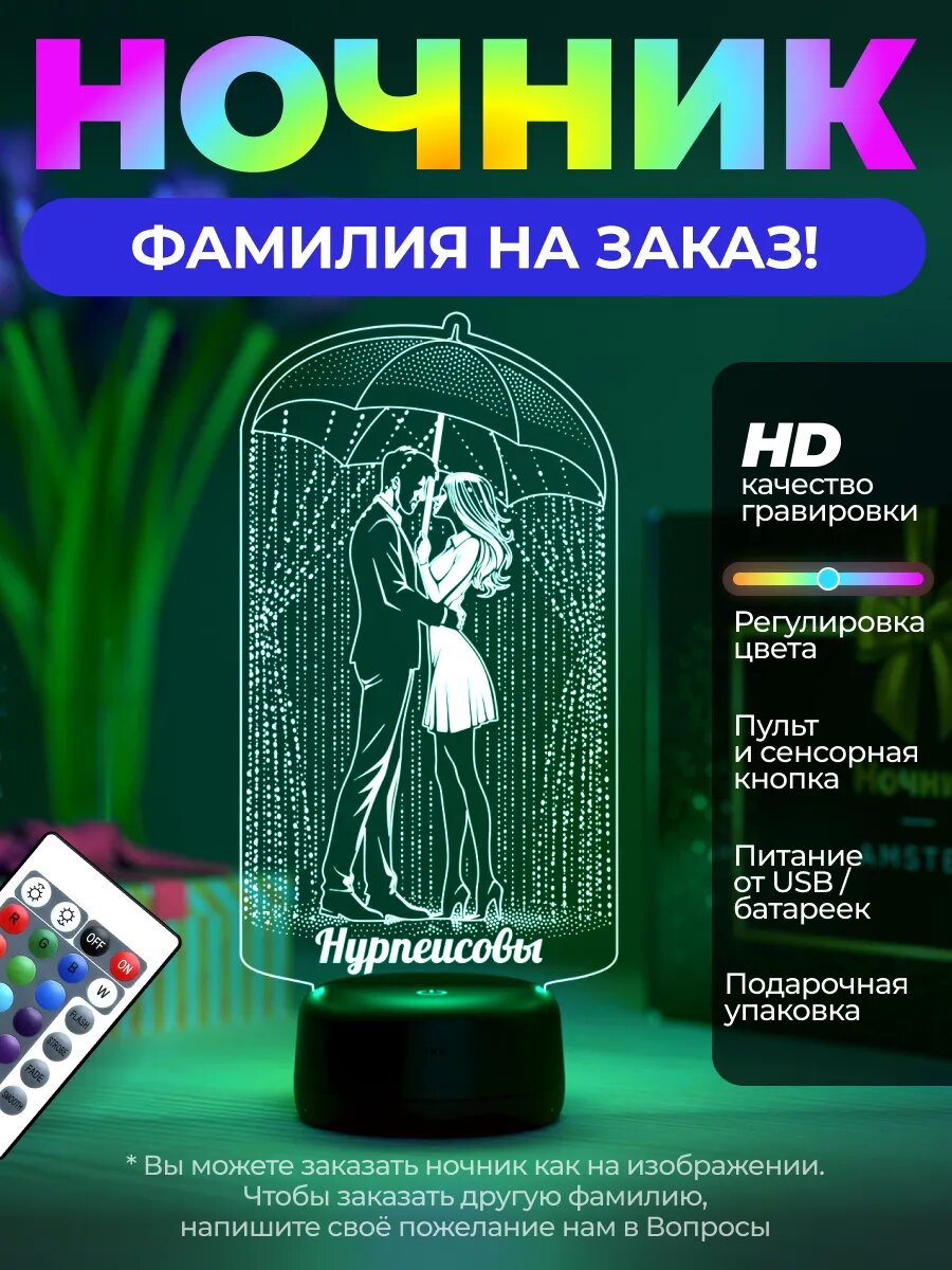 Ночник «Нурпеисовы - пара под зонтом»