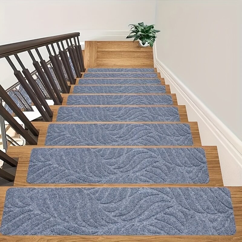 Ковровые ступени для лестницы противоскользящие 76х20 см, светло-серый, 6 шт, с самоклеящейся лентой