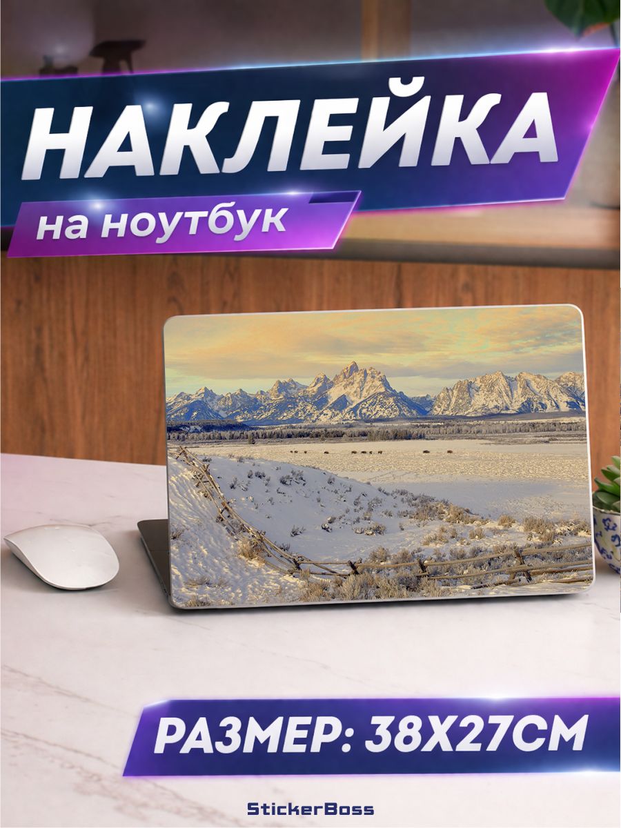 Наклейка на ноутбук Зимний Алтай 38х27 см
