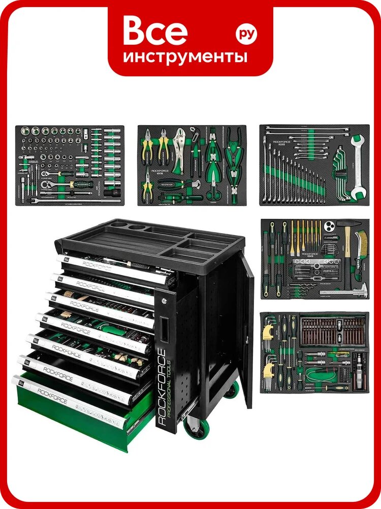 Тележка инструментальная Rockforce 7 ящиков, 274 предмета, боковая секция RF-55300YZ(60819)