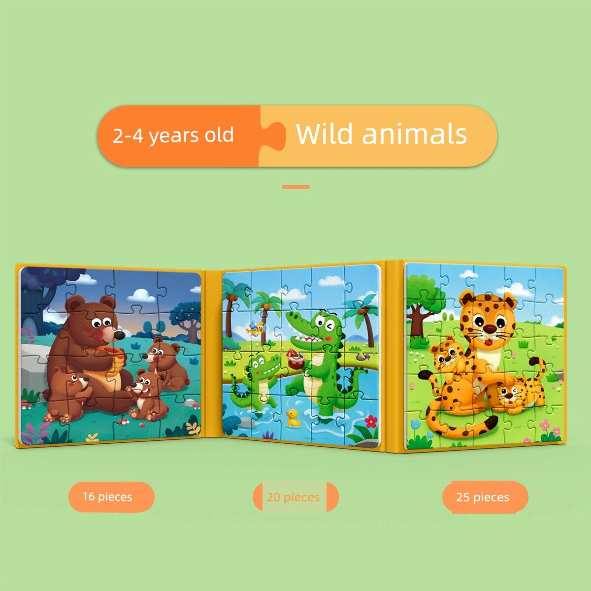 Пазл с темой дикой природы для малышей 2-4 лет — обучающая игрушка с 18 элементами