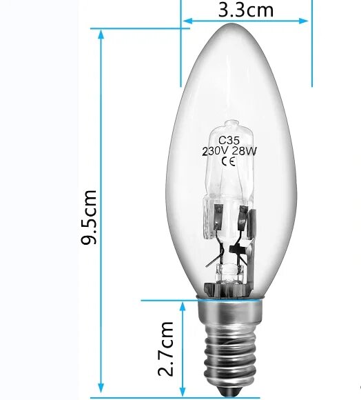 Лампа накаливания E14 28W 230V, 9.5см
