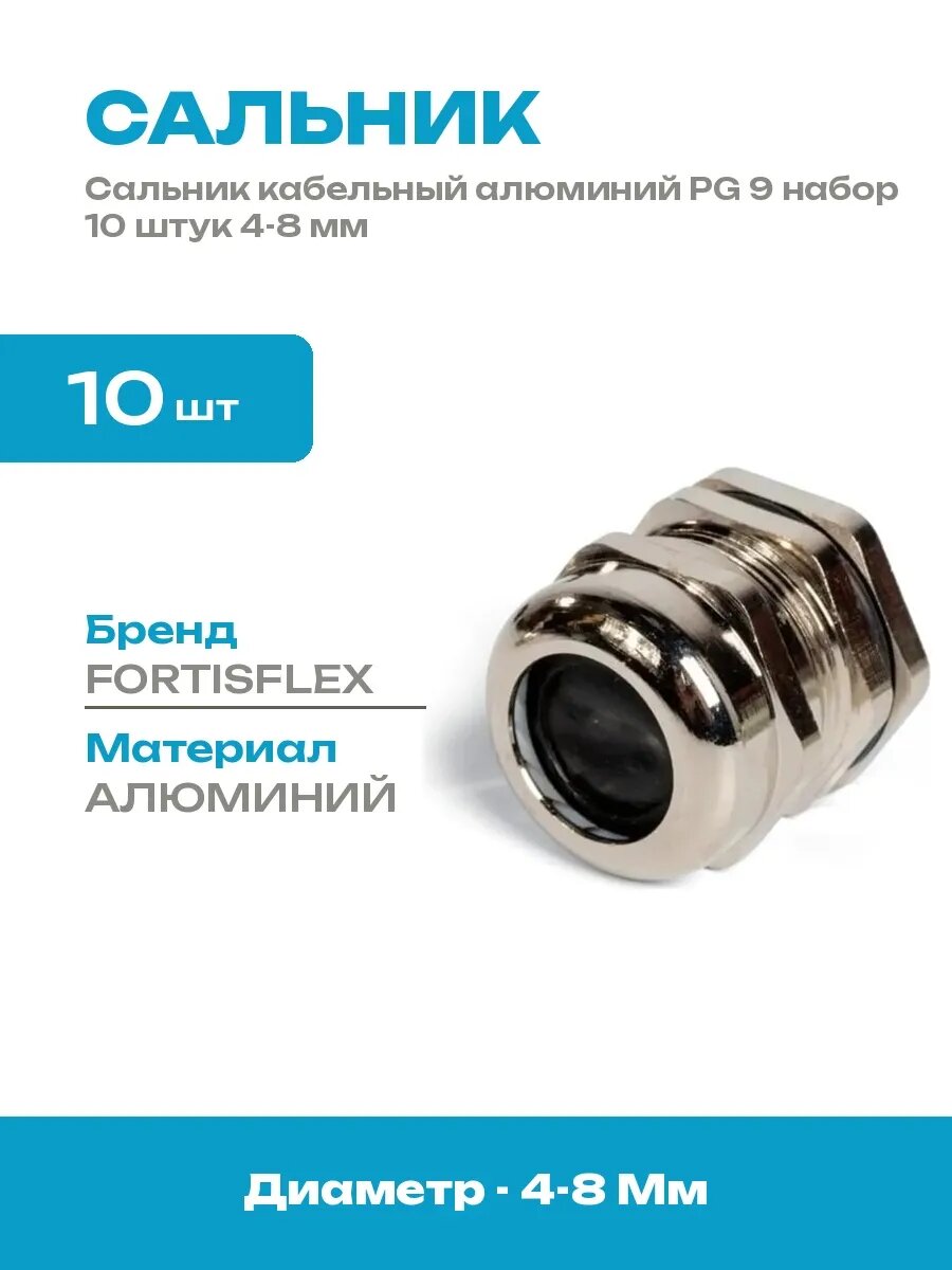 Гермоввод металлический для кабеля PG 9 комплект 10 штук