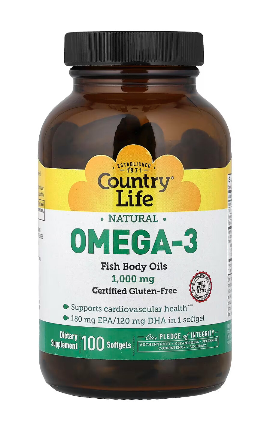 Country Life Омега-3 1000 мг Omega-3 100 гелевых капсул