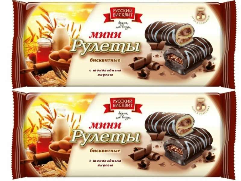 Русский Бисквит Мини-рулеты бисквитные Шоколад, 175 г, 2 шт