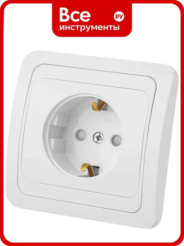 Розетка c защитными шторками, белая 2П+З 16А TDM ELECTRIC Валдай SQ1804-0024
