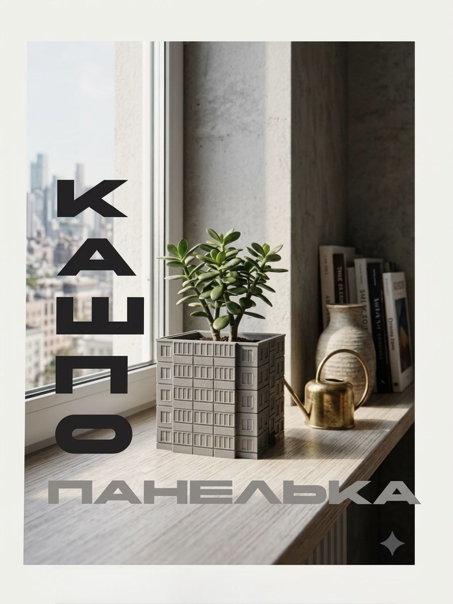 Кашпо для цветов "Советская панелька" с поддоном