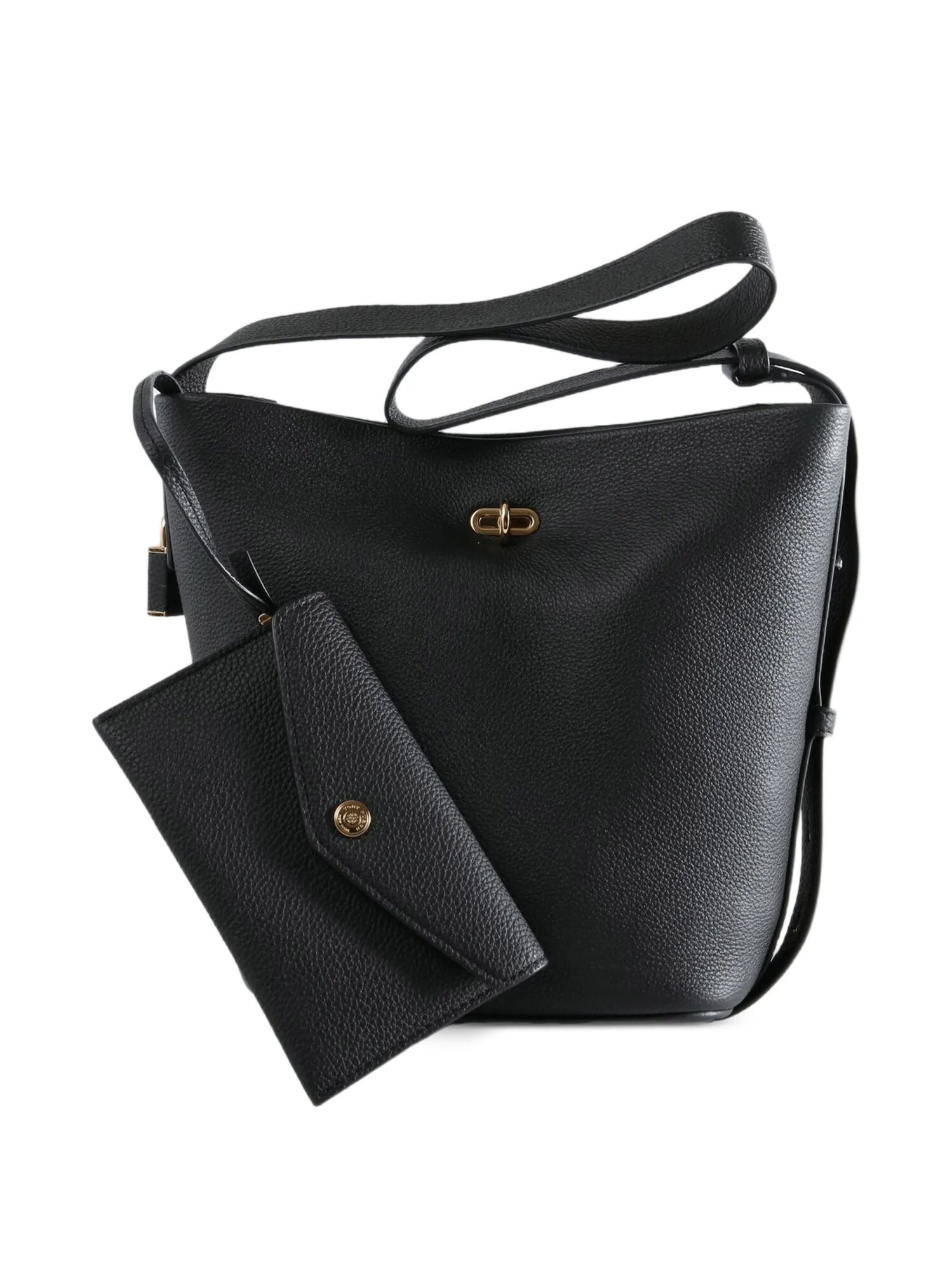 Сумка Tory Burch Medium Lock Slim bucket bag, black — фото 1