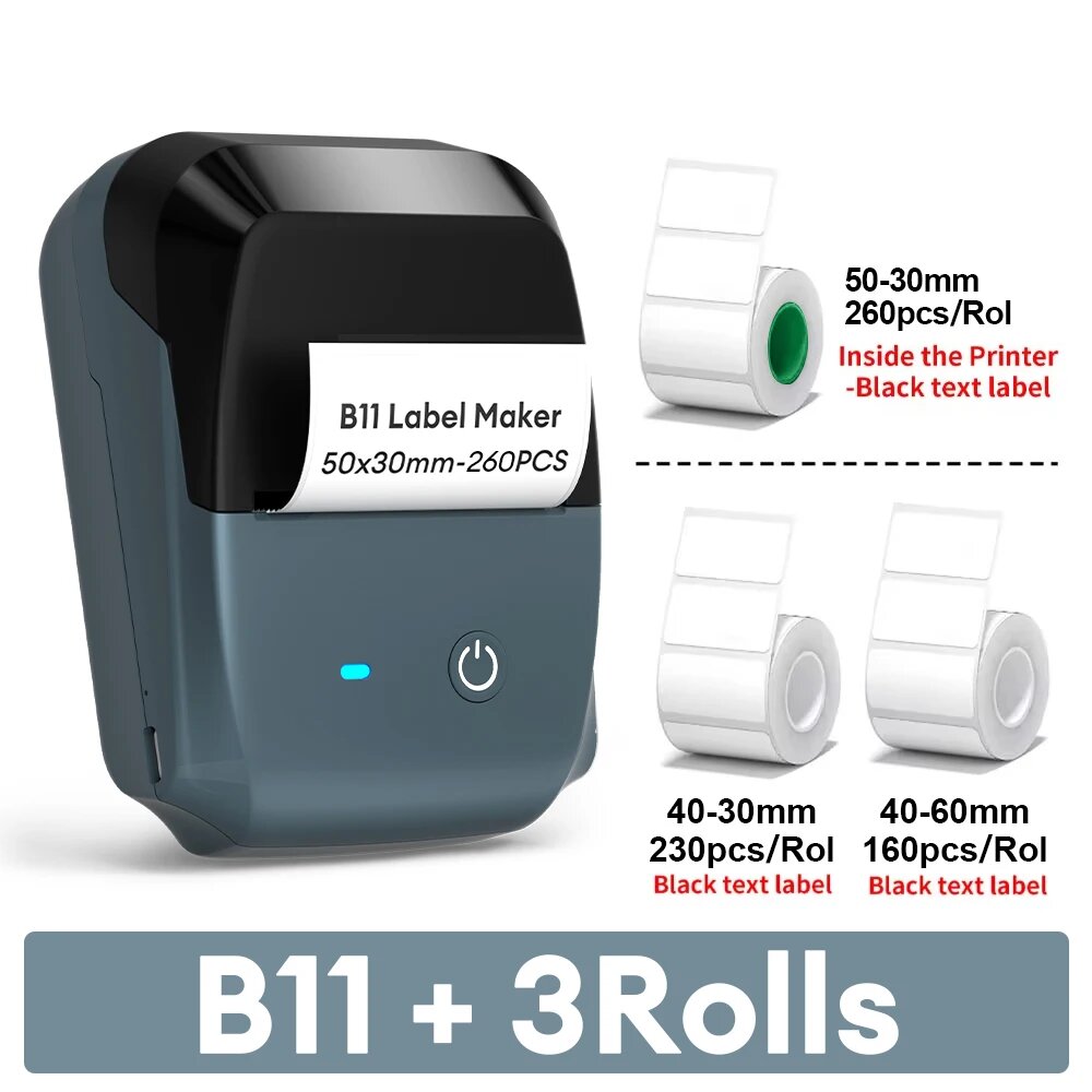 Термопринтер Marklife B11 для этикеток B11 Add 3Rolls Mix
