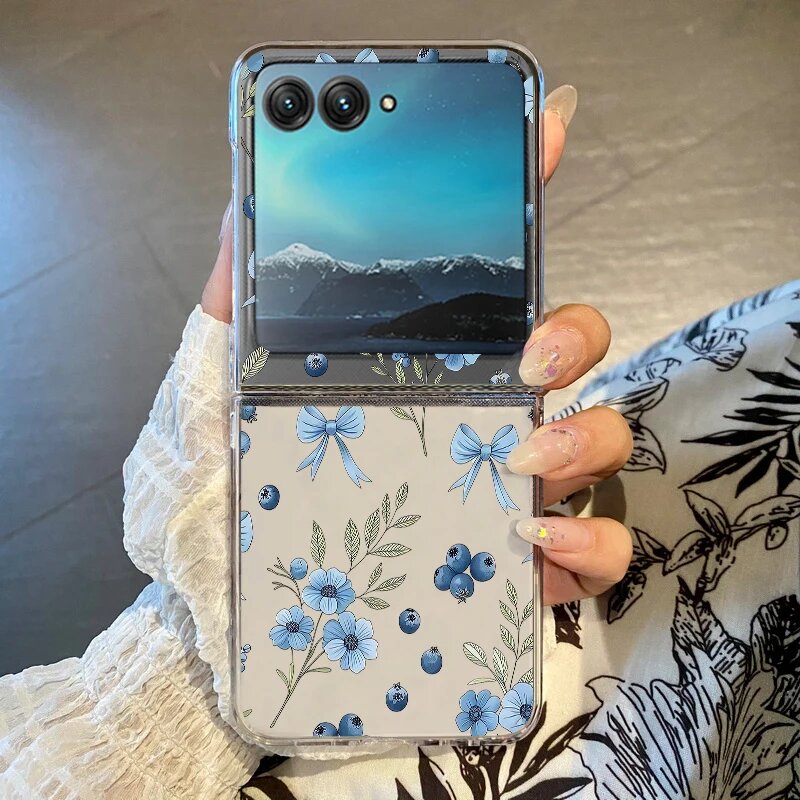 Чехол Для Телефона С Розовым Узором В Виде Бабочки Для Motorola Motorola Razr 40, B020 Transparent