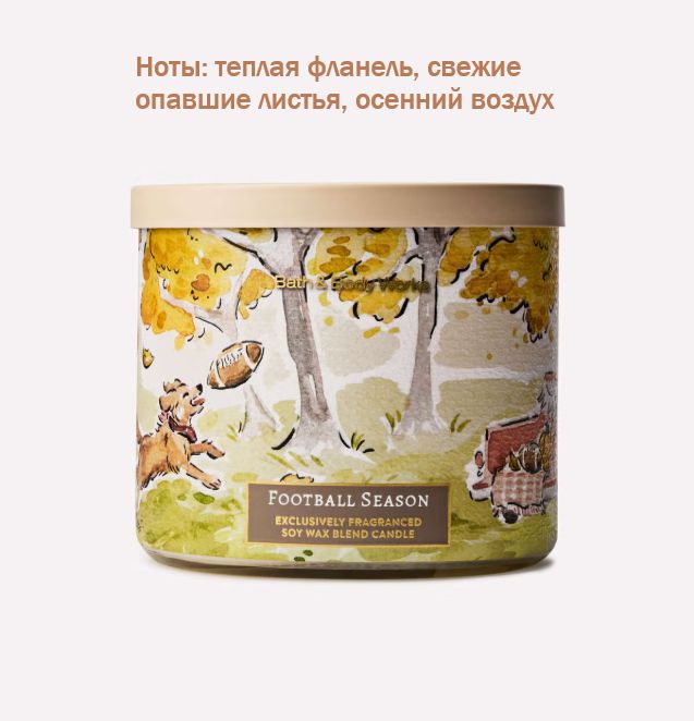 Bath and Body Works свеча ароматическая с 3-мя фитилями Football Season (411 грамм)