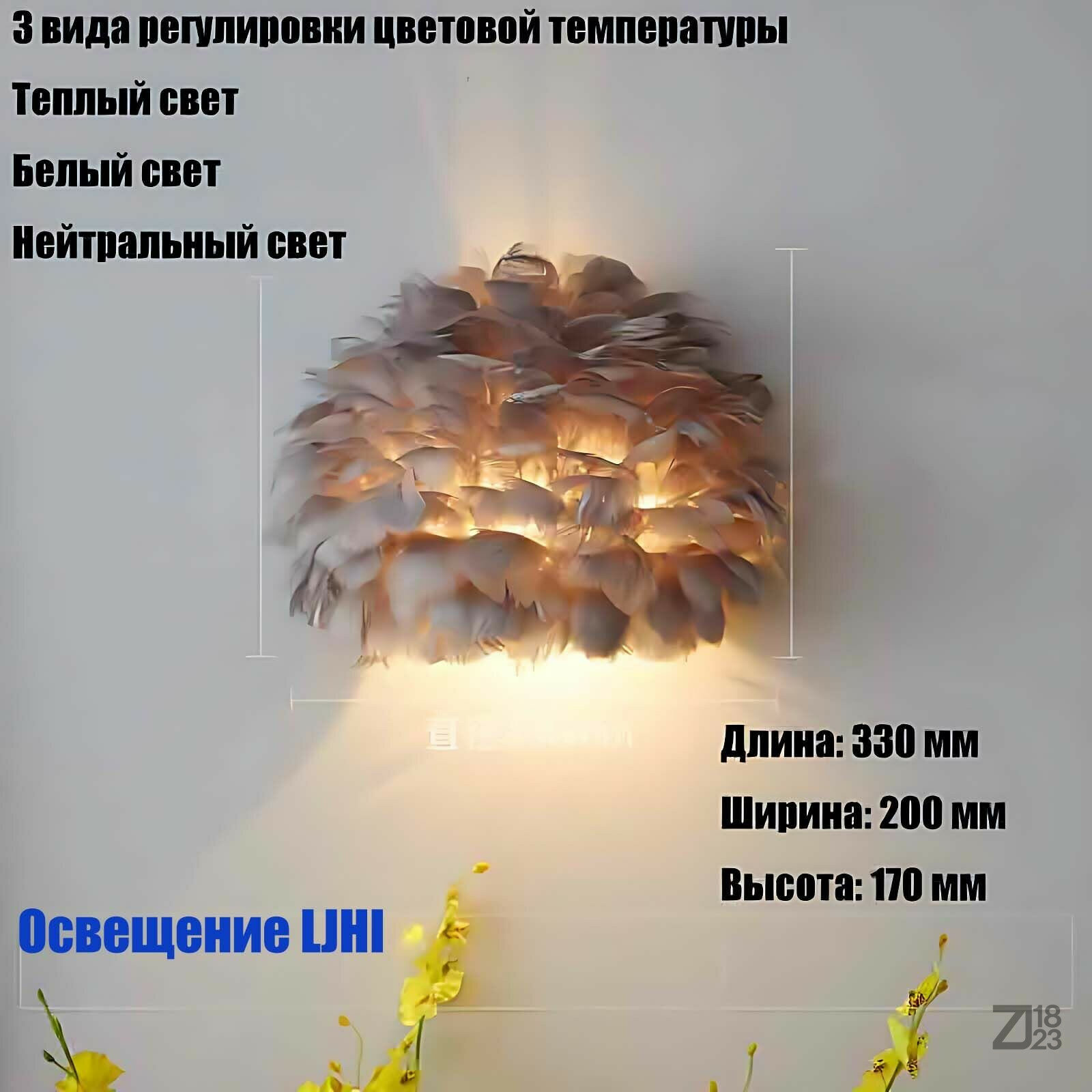 Настенный светильник LJHI, E27, светодиодные лампы, IP22, регулировка цветовой температуры
