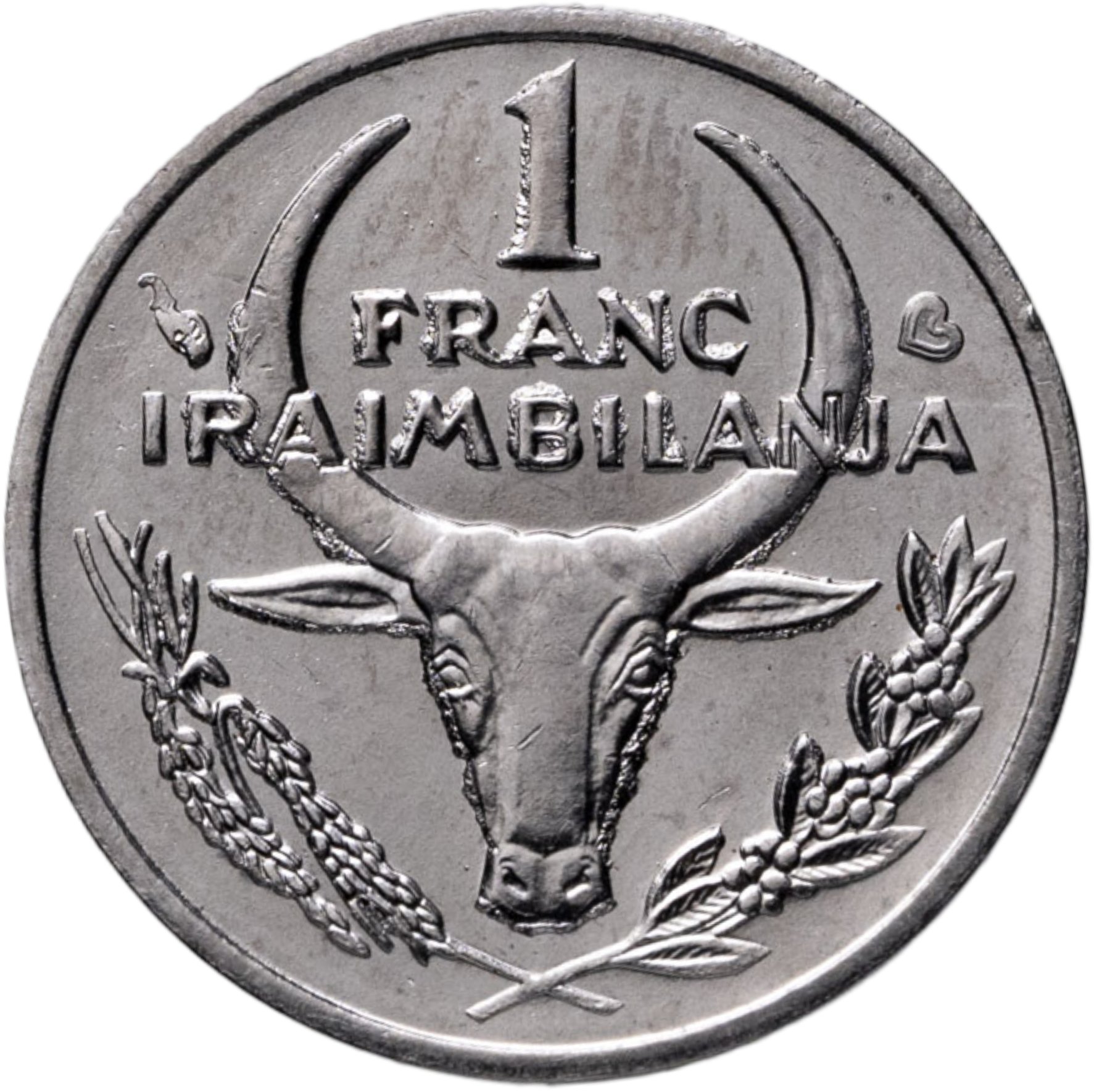 Мадагаскар 1 франк franc 2002, Сталь, в сохранности UNC