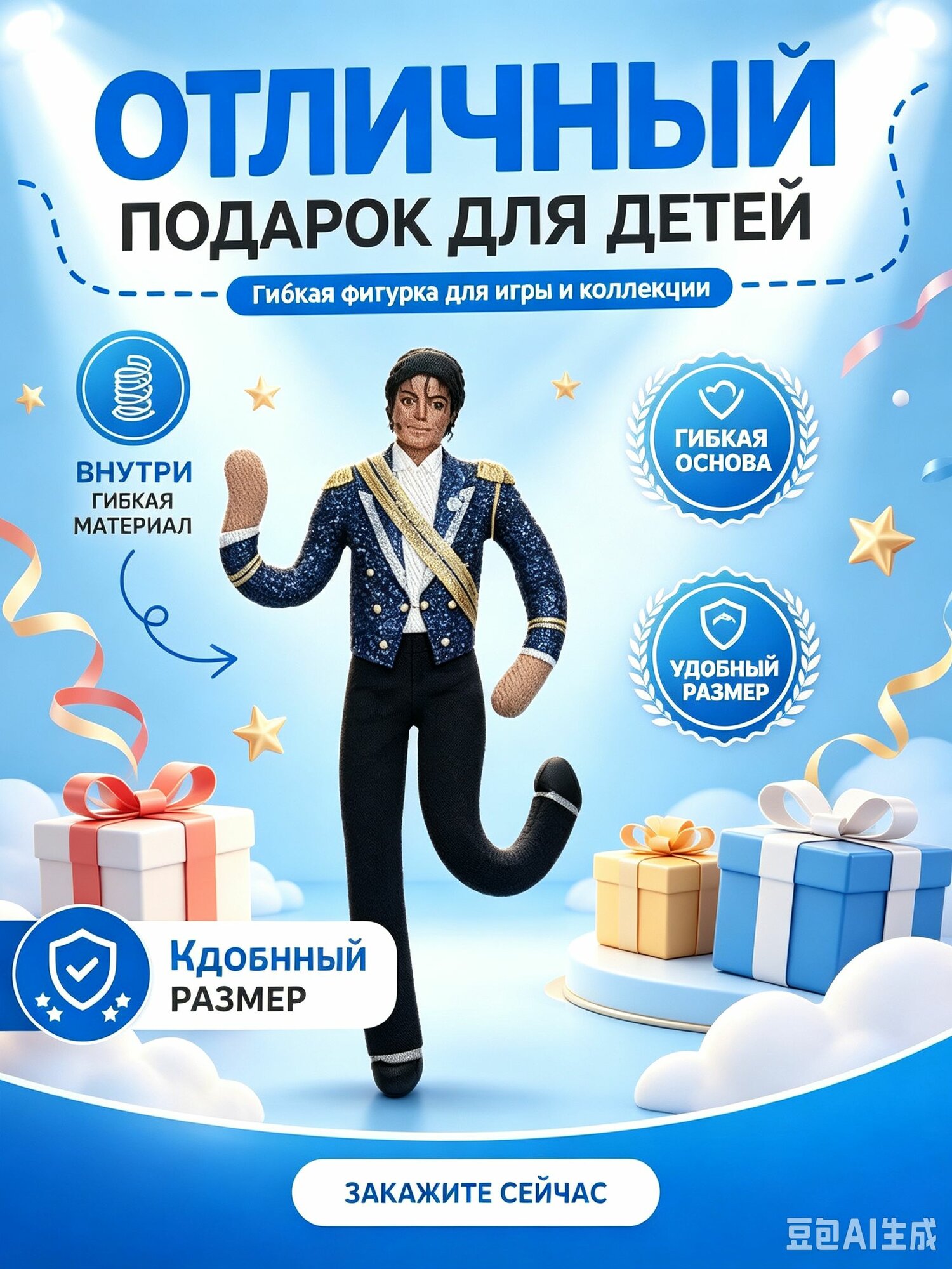 Гибкая фигурка Майкла Джексона с проволочным каркасом, забавный декор для стола