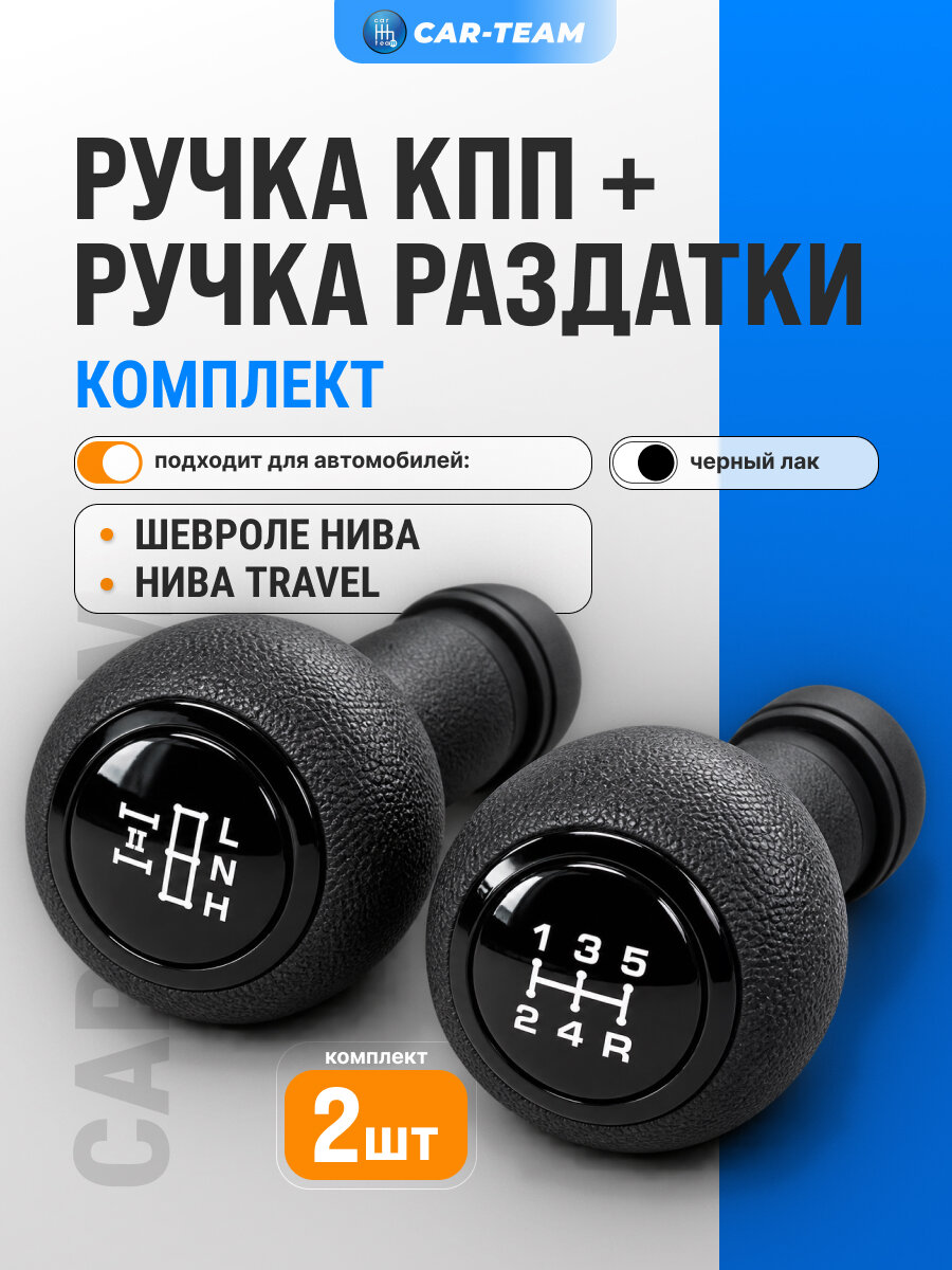 Ручка КПП и раздатки Нива Шевроле цвет черный лак Niva Сhevrolet Нива Тревел набор 2шт.