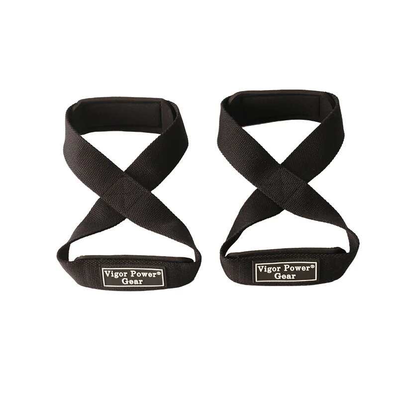 Черные Vigor Power Gear Power Grip Wrist Straps