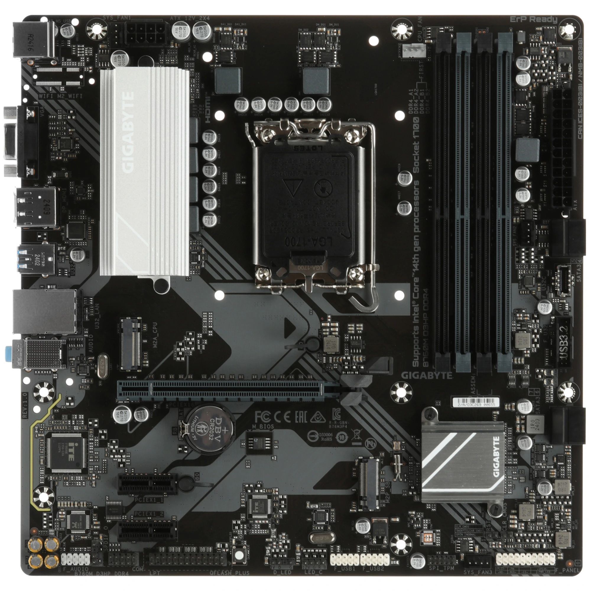 Материнская плата GIGABYTE B760M D3HP DDR4, Intel B760, LGA 1700, DDR4, Micro-ATX