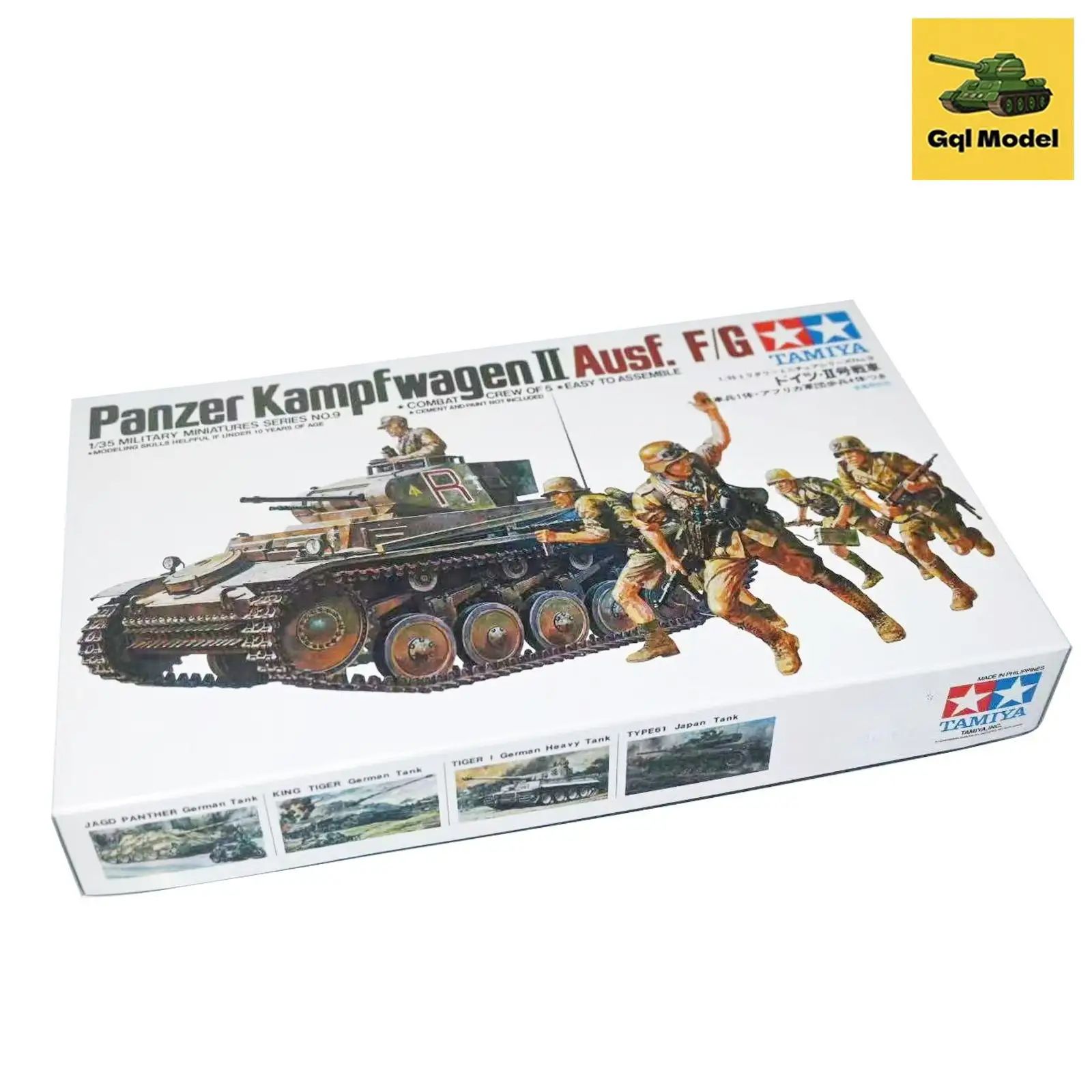 Сборная модель Tamiya 35009 Немецкий легкий танк Panzerkampfwagen II Ausf. F/G, масштаб 1/35, с 5 фигурками, легко собирается