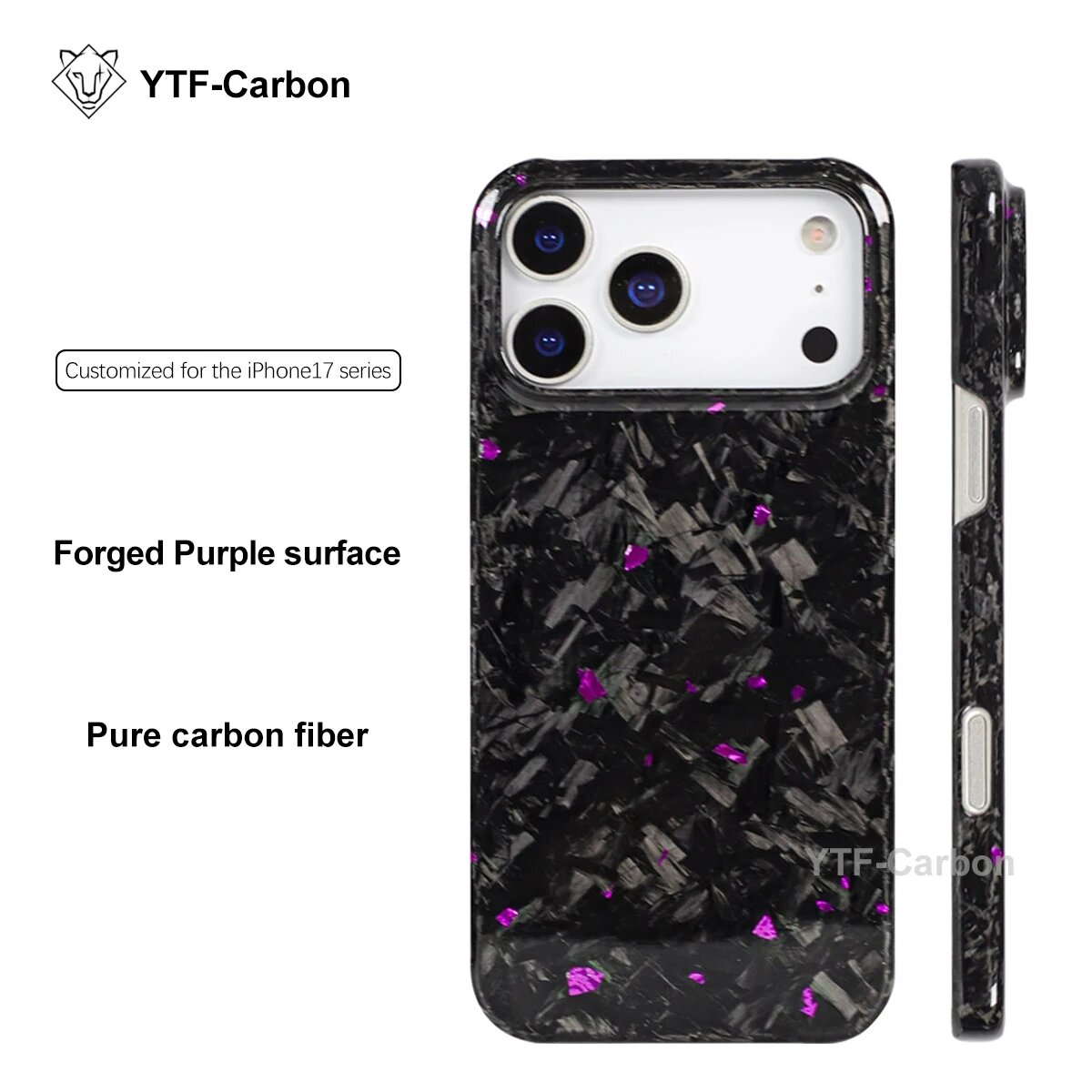 Чехол YTF-Carbon из настоящего карбона для iPhone 17 Pro Max, 17 Pro, с iPhone17 Про, Forged Purple