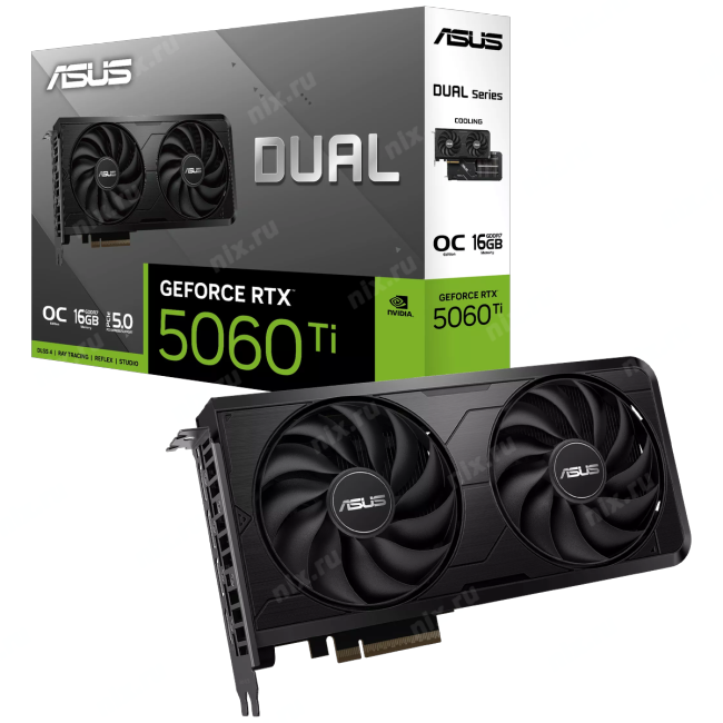 ASUS Dual DUAL-RTX5060TI-O16G-EVO (GeForce® RTX 5060 Ti) 16 Гб, GDDR7, 128 бит, PCI Express, 3xDP,1xHDMI