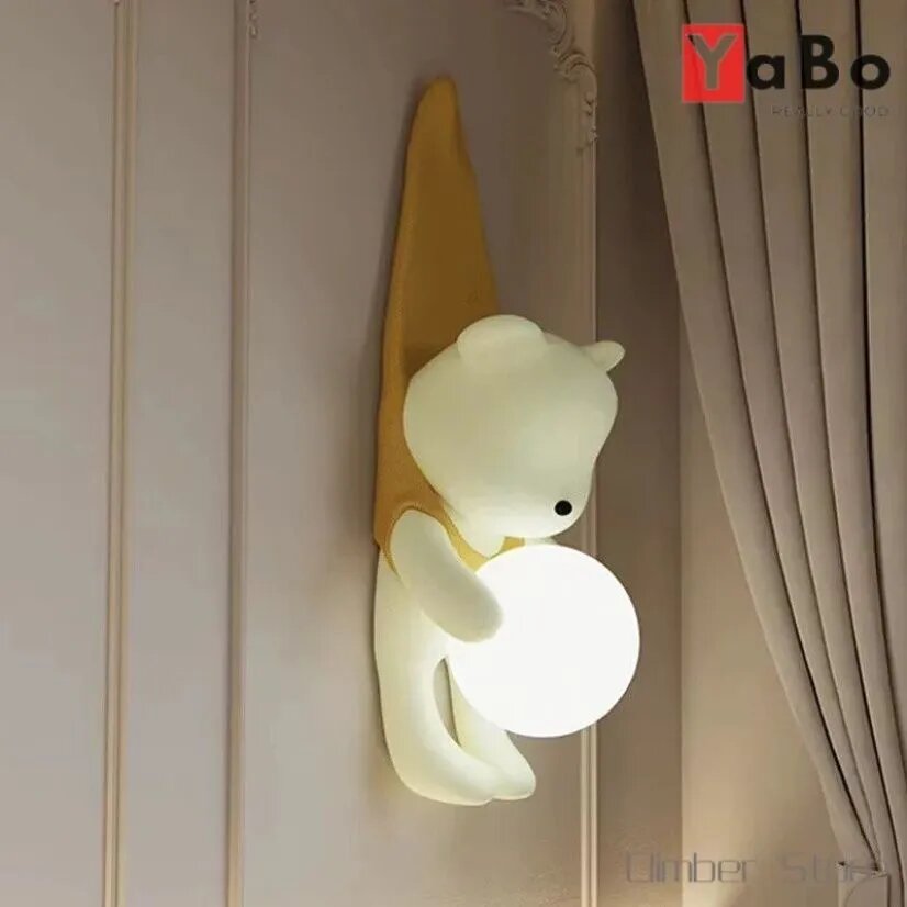 Настенный светильник LED Медведь, 1 лампа, нейтральный белый, желтый, 220-240В