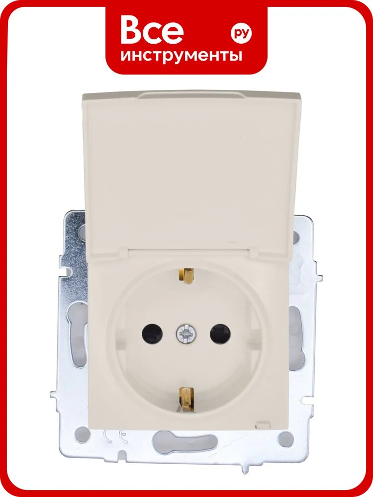 Розетка Lezard ASTI с/з с крышкой ПБТ крем IP44. 7081-0388-123BIPCH