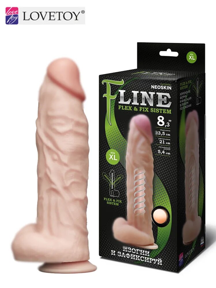 LOVETOY Фаллоимитатор неоскин на присоске FLEX & FIX SYSTEM 8.3" (23.5 см х 5.4 см)