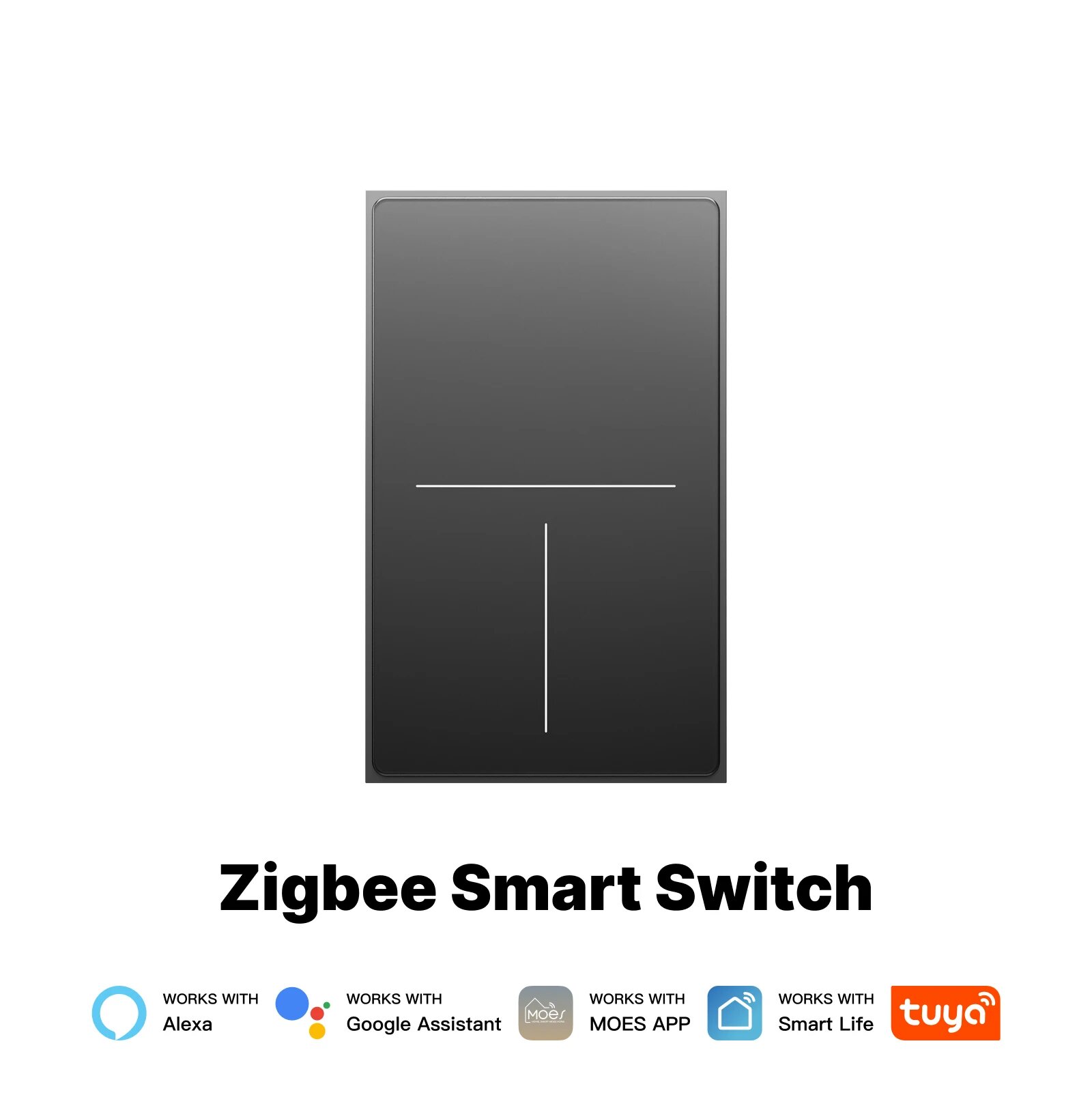 Умный выключатель Zigbee, серый, 3 gang