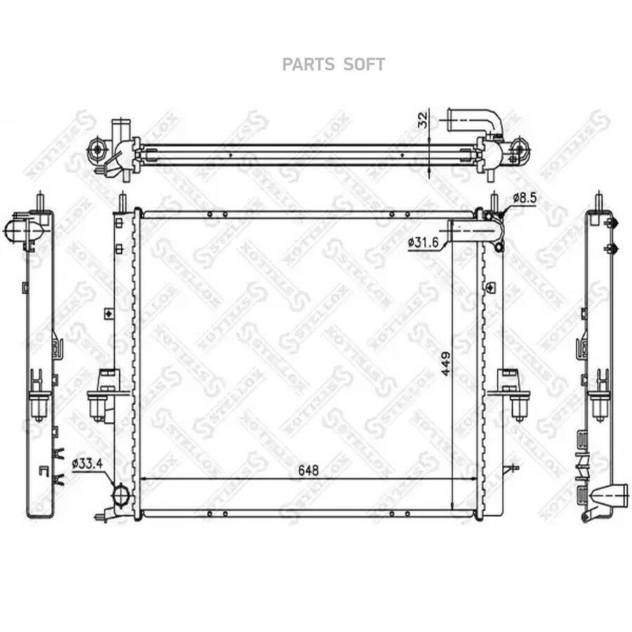 STELLOX 1026282SX 10-26282-SX радиатор системы охлаждения!\ Rover 75 1.8-2.5 V6 99>