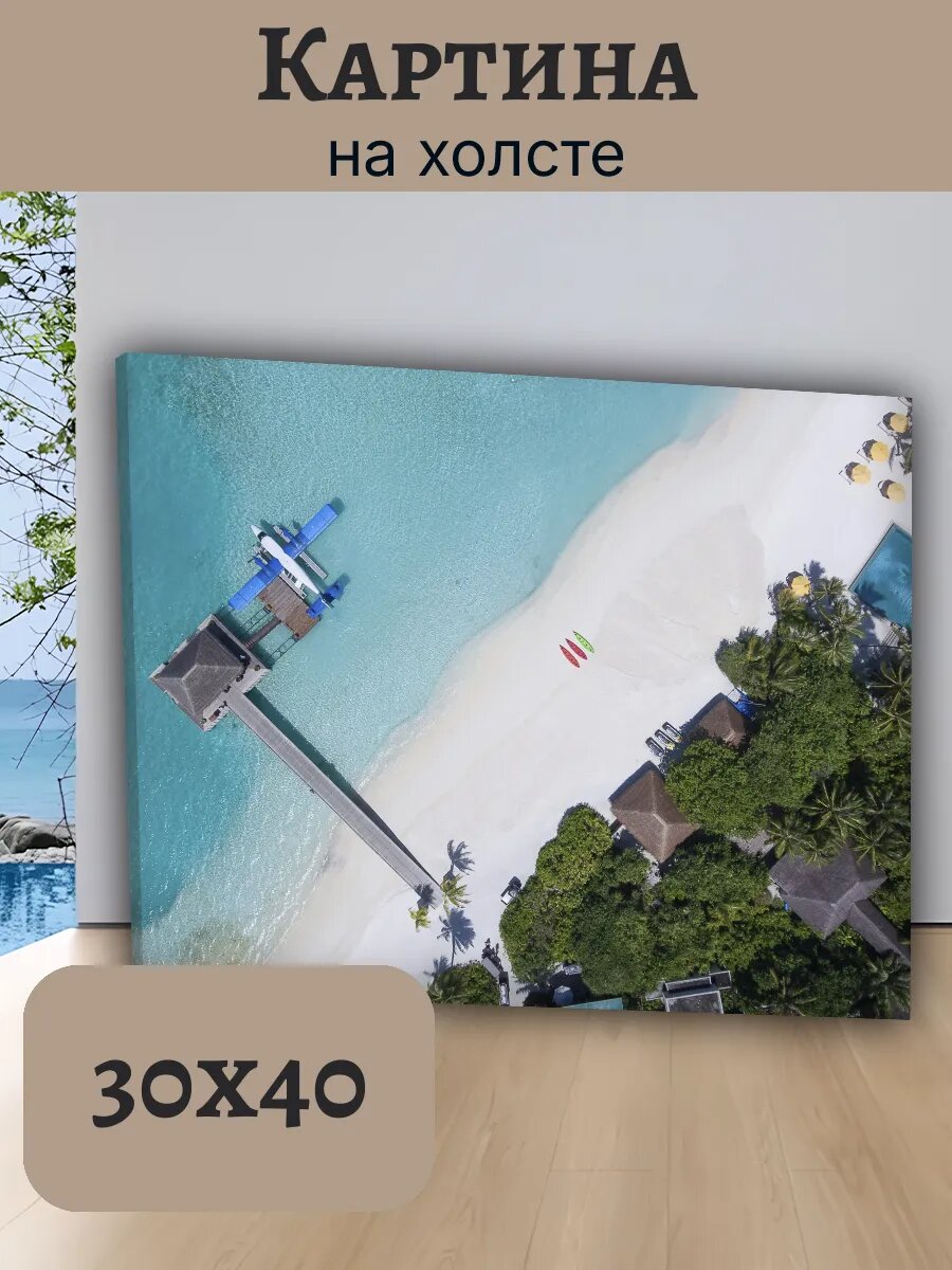 Картина Постер Мальдивы 30x40 с гидросамолетом
