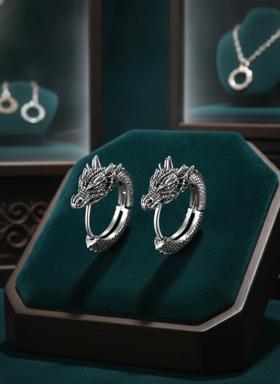 Серьги конго, серебристый