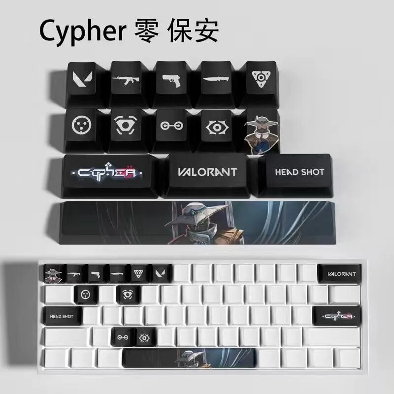 Комплект кейкапов для темы Valorant / PBT Keycaps 14 Клавиш / Кейкапы для механической клавиатуры