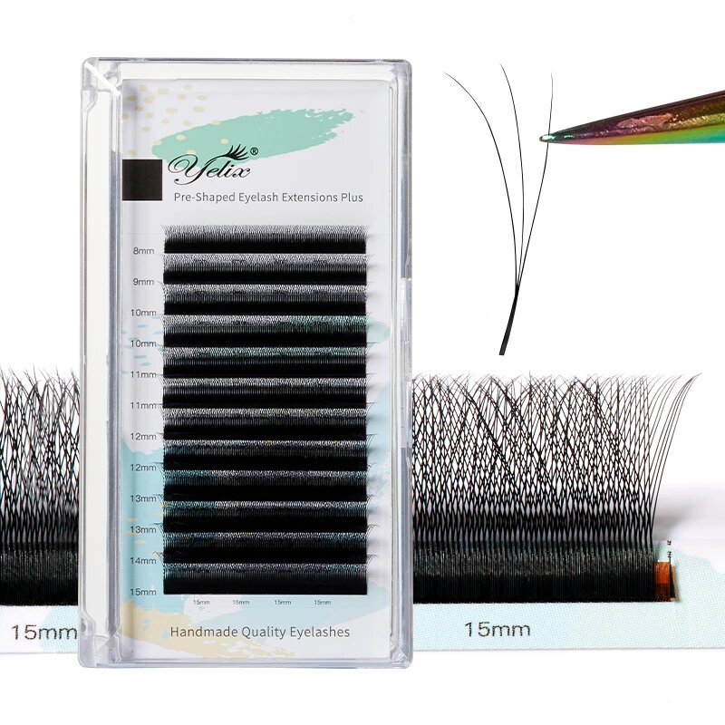 Yelix Узкие 2D 3D ресницы C, 0,10 мм, Mix 8-12mm, Narrow 3D-W Lashes