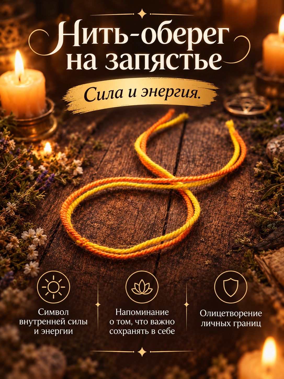 Нить-оберег на запястье "Сила и энергия" - символ внутренней силы.
