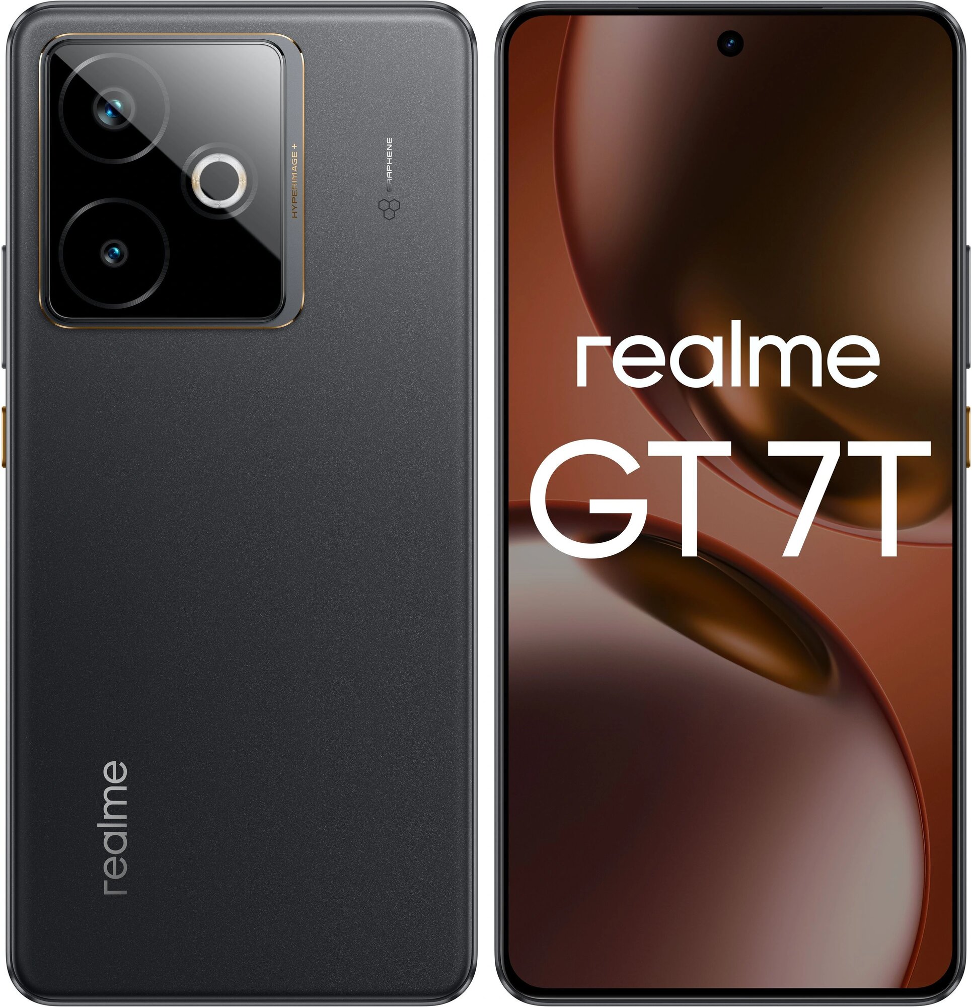 Смартфон Realme GT 7T 5G 12 ГБ/256 ГБ Обсидиан NFC EAC батарея 7000 мАч зарядка 120 Вт 6,8" 120 Гц AMOLED дисплей