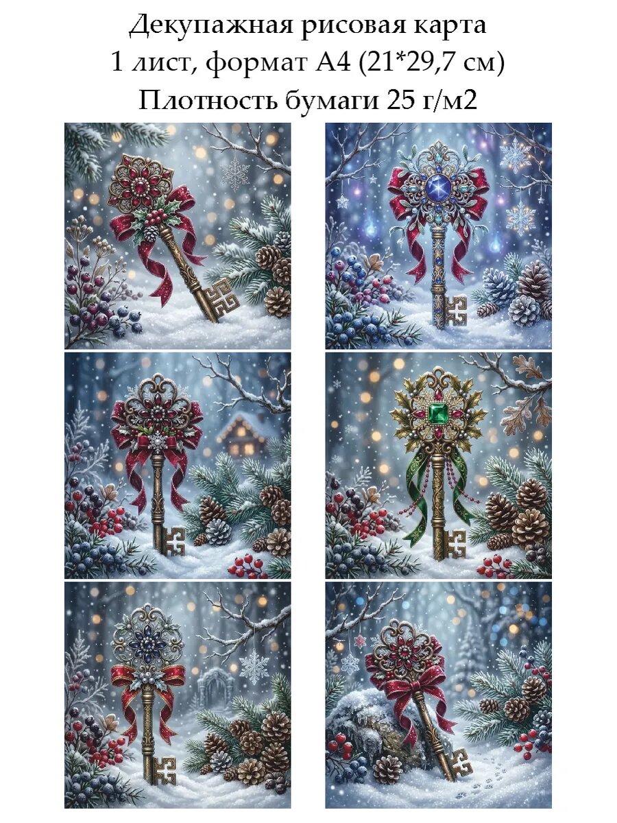 Декупажная рисовая карта Винтажные ключи, 1 лист, формат А4