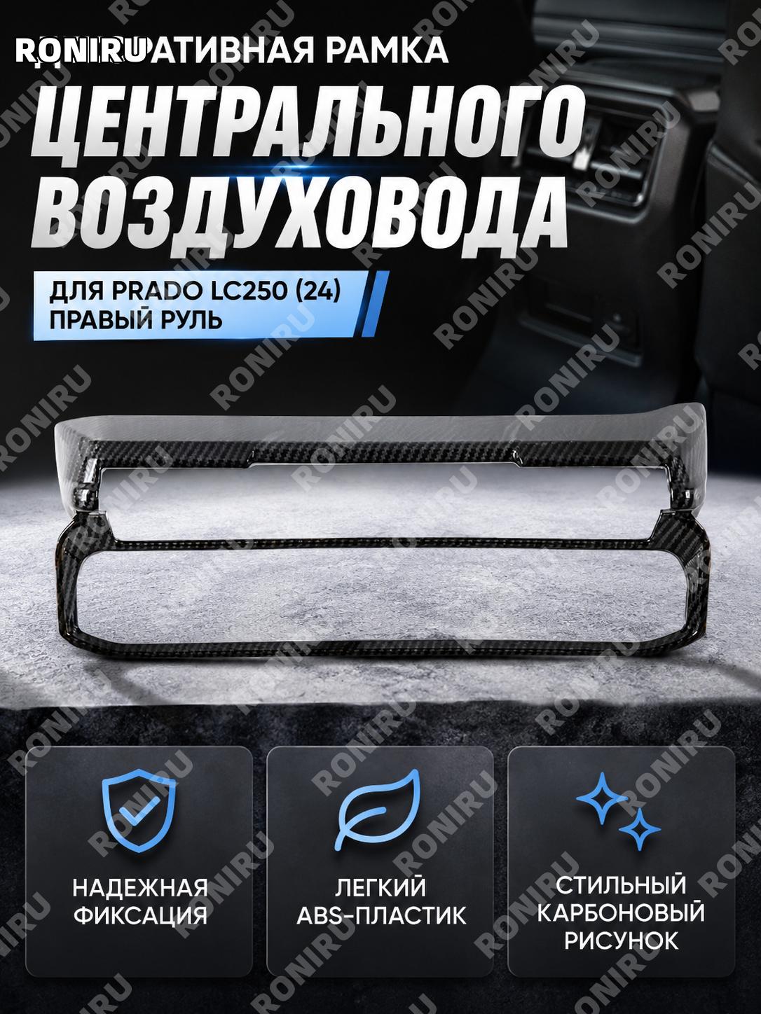 Внутренняя ручка для Prado LC250, вставка рамки КПП с воздуховодом, карбон, правый руль, средний дефлектор салон