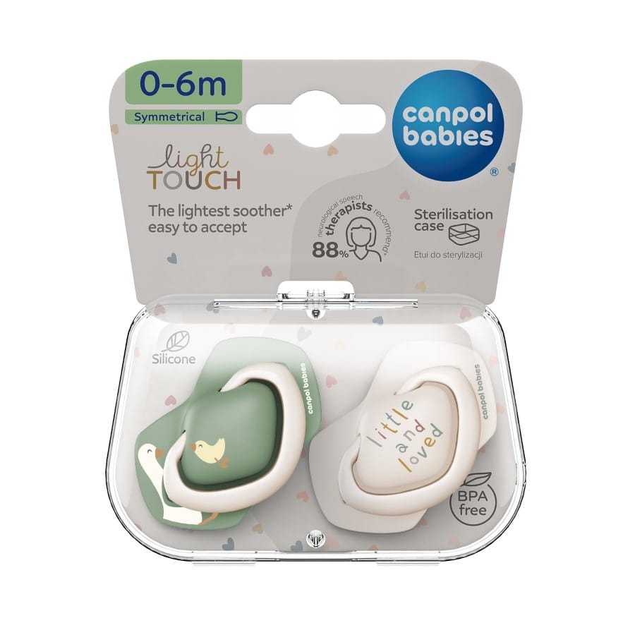Пустышка Canpol Babies Goose, силиконовая, симметричная, 0-6 месяцев, 2 шт, зеленый